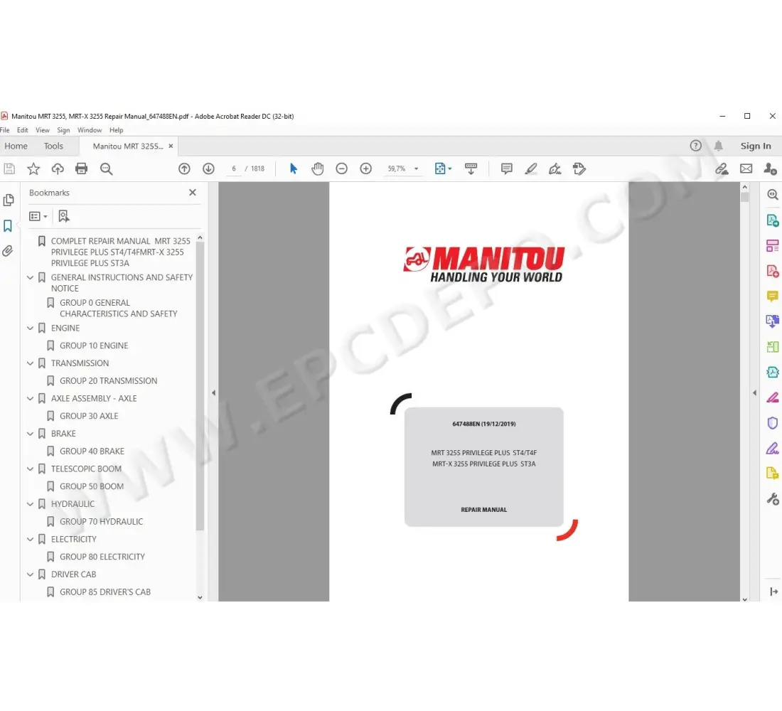 Manitou MRT MRT-X 3255 Privilege Plus service manual